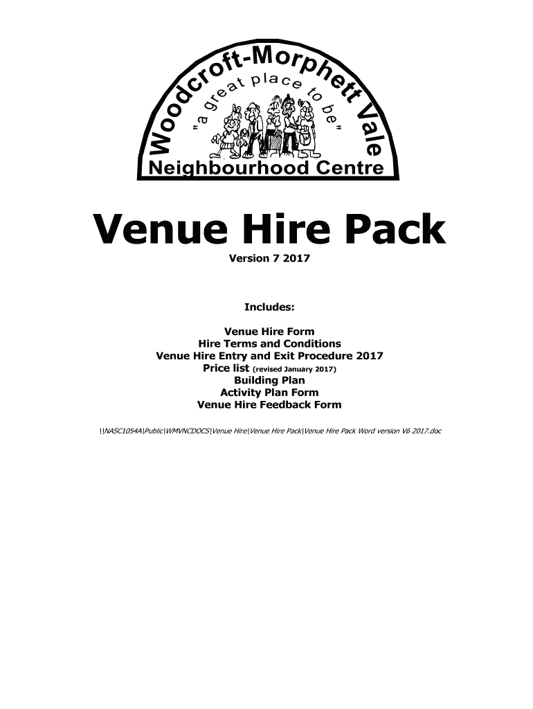 Fillable Online Venue Hire Pack Fax Email Print - pdfFiller