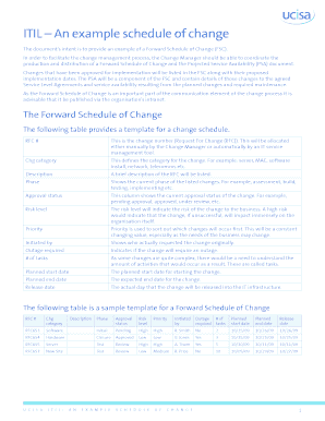 Fillable Online ITIL An example schedule of change Fax Email Print ...