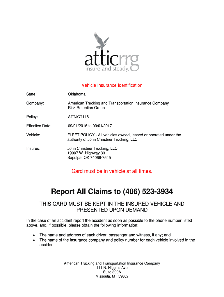 Fillable Online Vehicle Insurance Identification Fax Email Print ...