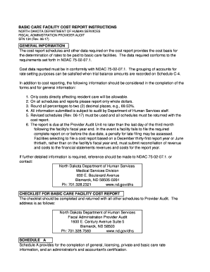 Fillable Online BASIC CARE FACILITY COST REPORT INSTRUCTIONS Fax Email ...