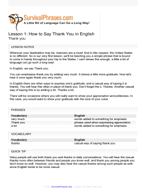 Fillable Online Lesson 1: How to Say Thank You in English Fax Email ...