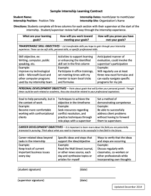 Fillable Online Sample Internship Learning Contract Fax Email Print ...