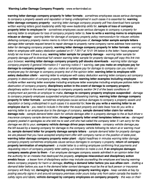 Fillable Online Warning Letter Damage Company Property - www Fax Email ...