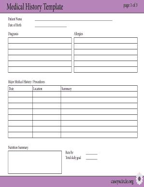 Fillable Online Medical History Template Fax Email Print - pdfFiller