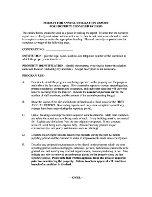 Fillable Online FORMAT FOR ANNUAL UTILIZATION REPORT Fax Email Print ...