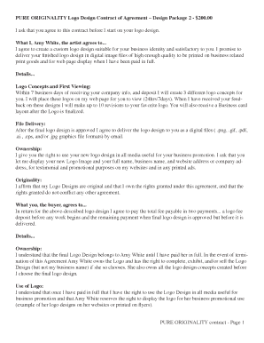 Fillable Online PURE ORIGINALITY Logo Design Contract of Agreement ...