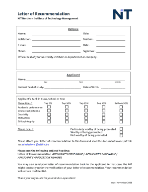 Fillable Online NIT Northern Institute of Technology Management Fax ...