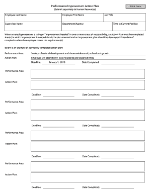 Fillable Online Performance Improvement Action Plan Fax Email Print ...