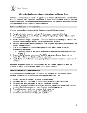 Fillable Online Addressing Performance Issues: Guidelines and Action ...