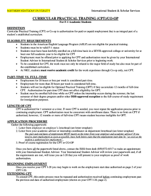 Fillable Online CURRICULAR PRACTICAL TRAINING (CPT)/CO-OP Fax Email Print - pdfFiller