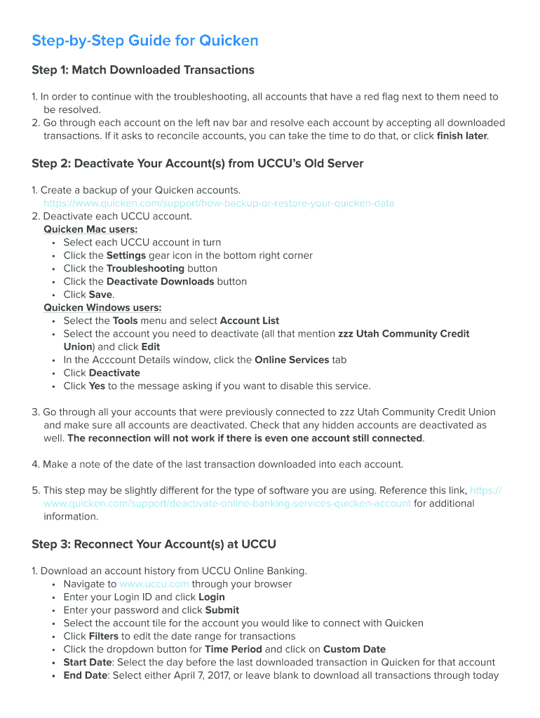 Fillable Online Step-by-Step Guide for Quicken Fax Email Print - pdfFiller