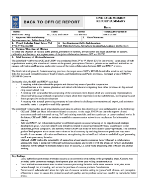 Fillable Online BACK TO OFFICE REPORT Fax Email Print - pdfFiller