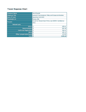 Fillable Online Travel Expense Chart Fax Email Print - pdfFiller