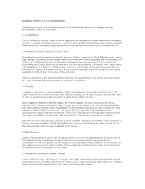 Fillable Online CALICO TERMS AND CONDITIONS Fax Email Print - pdfFiller