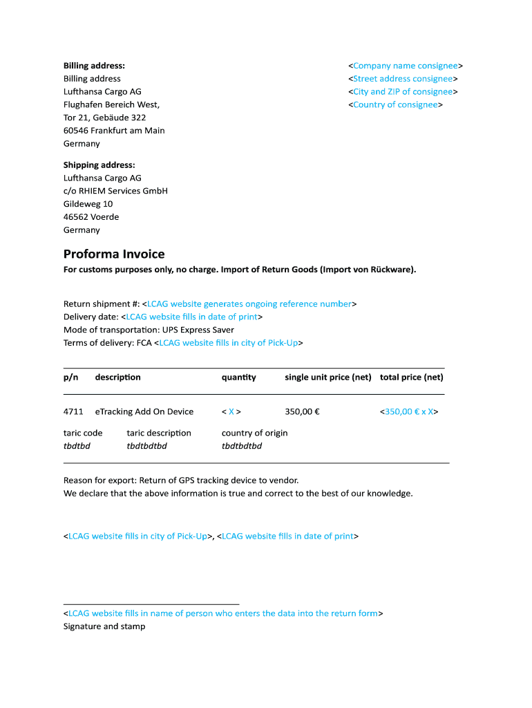 Fillable Online Lufthansa Cargo AG Fax Email Print - pdfFiller