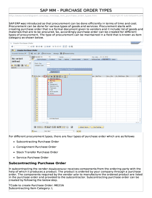 Fillable Online SAP MM - PURCHASE ORDER TYPES Fax Email Print - pdfFiller