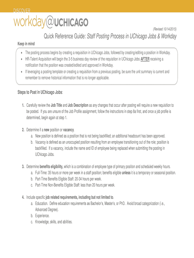 Fillable Online Quick Reference Guide: Staff Posting Process in ...