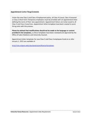 Fillable Online Appointment Letter Requirements Fax Email Print - pdfFiller