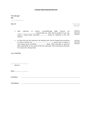 Fillable Online CHEQUE BOOK REQUISITION SLIP Fax Email Print - pdfFiller