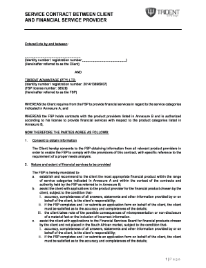 Fillable Online SERVICE CONTRACT BETWEEN CLIENT Fax Email Print - pdfFiller