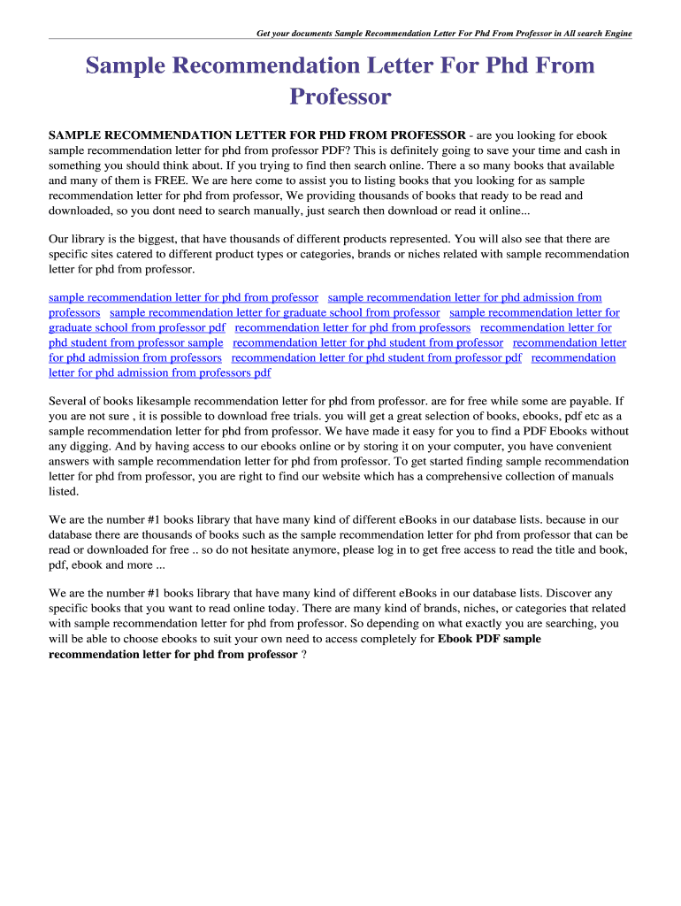 Fillable Online Get your documents Sample Recommendation Letter For Phd ...