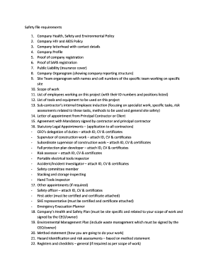 Fillable Online Safety file requirements Fax Email Print - pdfFiller