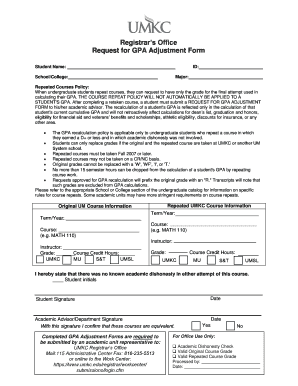 Fillable Online Request for GPA Adjustment Form Fax Email Print - pdfFiller