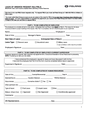 Fillable Online LEAVE OF ABSENCE REQUEST (Non-FMLA) Fax Email Print ...