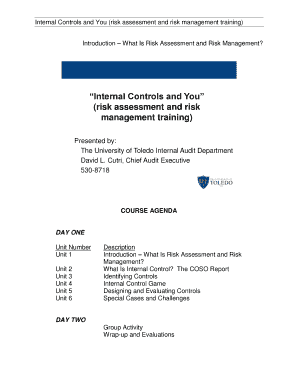 Fillable Online Internal Controls and You (risk assessment and risk ...
