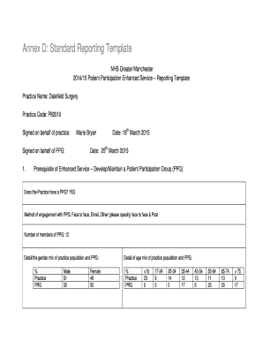 Fillable Online Annex D: Standard Reporting Template Fax Email Print ...