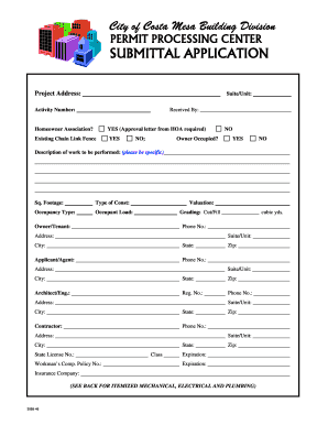 Fillable Online City of Costa Mesa Building Division Fax Email Print ...