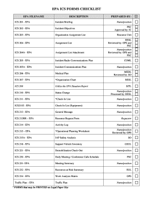 Fillable Online EPA ICS FORMS CHECKLIST Fax Email Print - pdfFiller