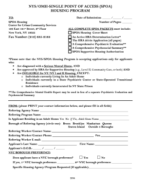 Fillable Online NYS/OMH-SINGLE POINT OF ACCESS (SPOA) Fax Email Print ...