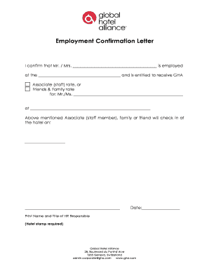 Fillable Online Employment Confirmation Letter Fax Email Print - pdfFiller