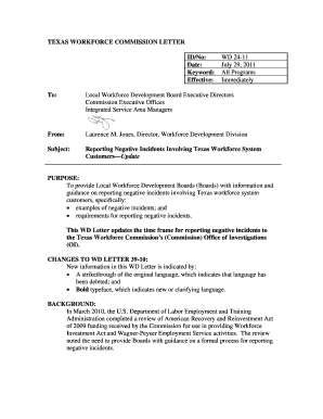 Fillable Online TEXAS WORKFORCE COMMISSION LETTER Fax Email Print ...