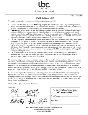 Fillable Online Child Safety at LBC Fax Email Print - pdfFiller