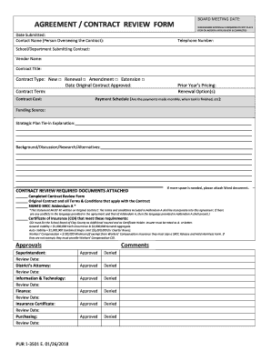 Fillable Online AGREEMENT / CONTRACT REVIEW FORM Fax Email Print ...