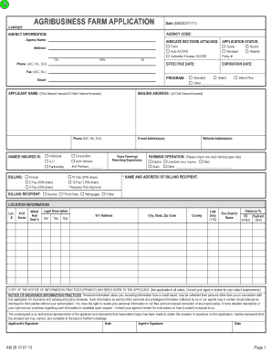 Fillable Online ACE AGRIBUSINESS FARM APPLICATION Fax Email Print ...