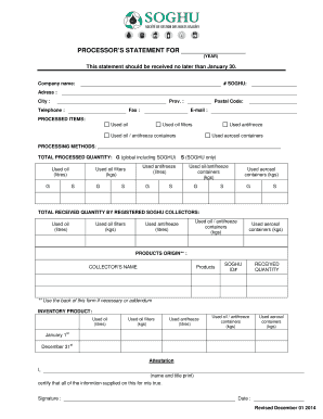 Fillable Online PROCESSORS STATEMENT FOR Fax Email Print - pdfFiller