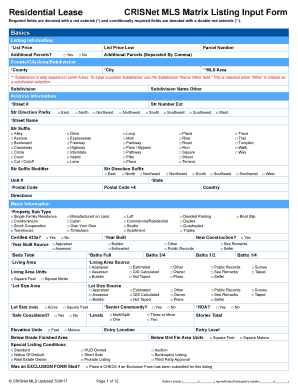 Fillable Online CRISNet MLS Matrix Listing Input Form Fax Email Print ...