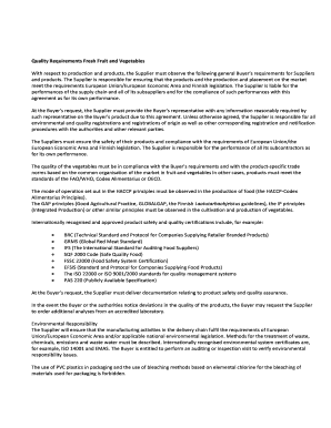 Fillable Online Quality Requirements Fresh Fruit and Vegetables Fax Email Print - pdfFiller