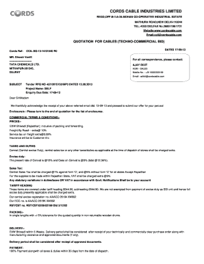 Fillable Online CORDS CABLE INDUSTRIES LIMITED Fax Email Print - pdfFiller