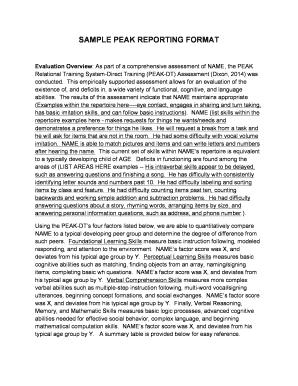 Fillable Online SAMPLE PEAK REPORTING FORMAT Fax Email Print - pdfFiller