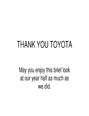Fillable Online THANK YOU TOYOTA Fax Email Print - pdfFiller