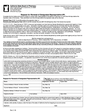Fillable Online Request for Renewal of Designated Representative-3PL ...