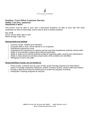 Fillable Online Position: Front Office Customer Service Fax Email Print ...