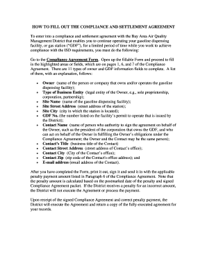 Fillable Online HOW TO FILL OUT THE COMPLIANCE AND SETTLEMENT AGREEMENT ...