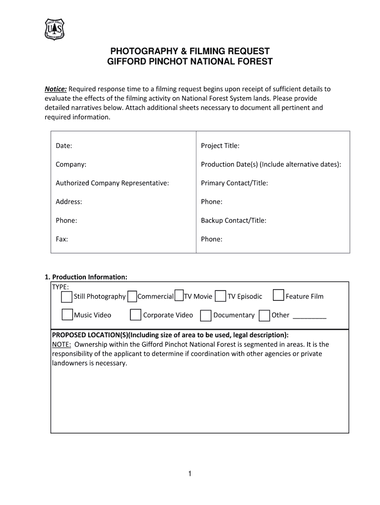Fillable Online PHOTOGRAPHY & FILMING REQUEST Fax Email Print - pdfFiller