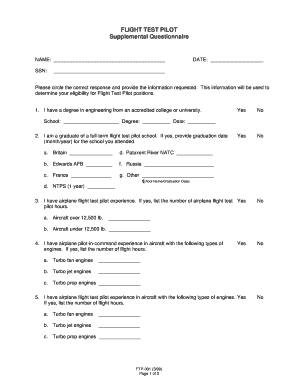 Fillable Online FLIGHT TEST PILOT Fax Email Print - pdfFiller