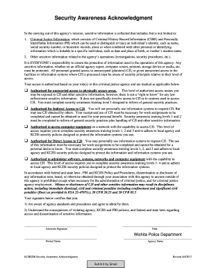 Fillable Online Security Awareness Acknowledgment Fax Email Print - pdfFiller
